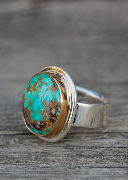 Big Sur | Fox Mine Turquoise Medium Oval Ring - The Phoenix