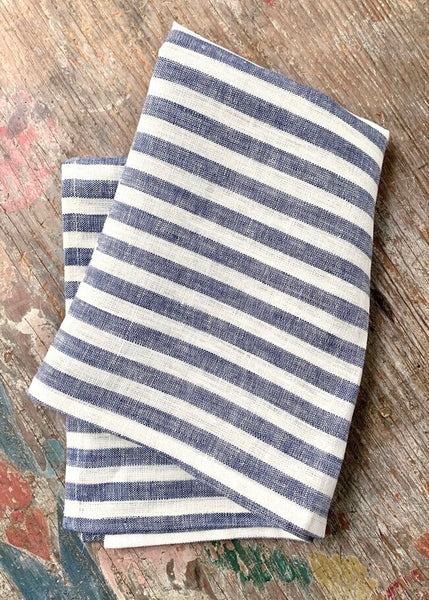 Linen Kitchen Cloth | White with Blue Stripe - The Phoenix